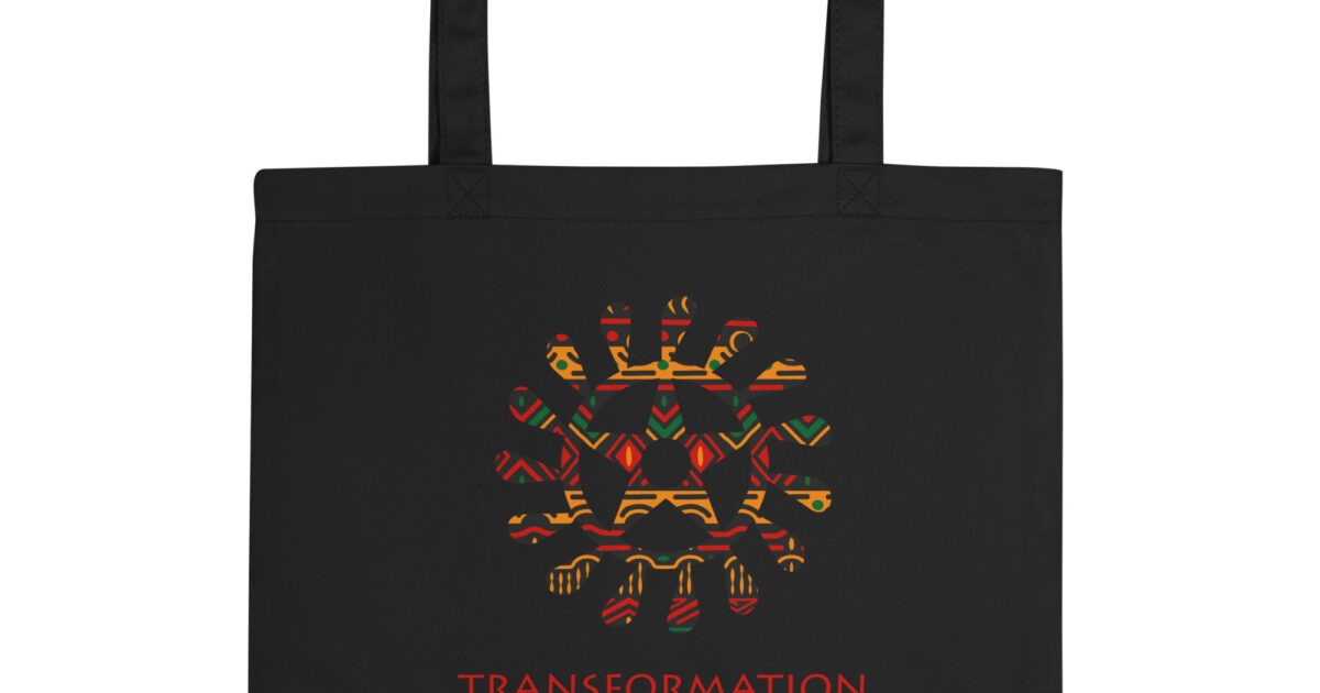 Transformation Adinkra Symbol Tan Eco Tote Bag - Black Fashion Week